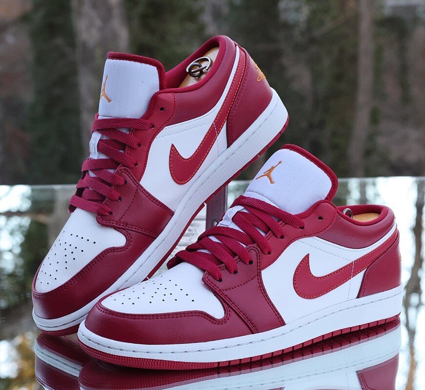Nike Air Jordan 1 Low Cardinal Red Men’s Size 10.5 White Light Curry ...
