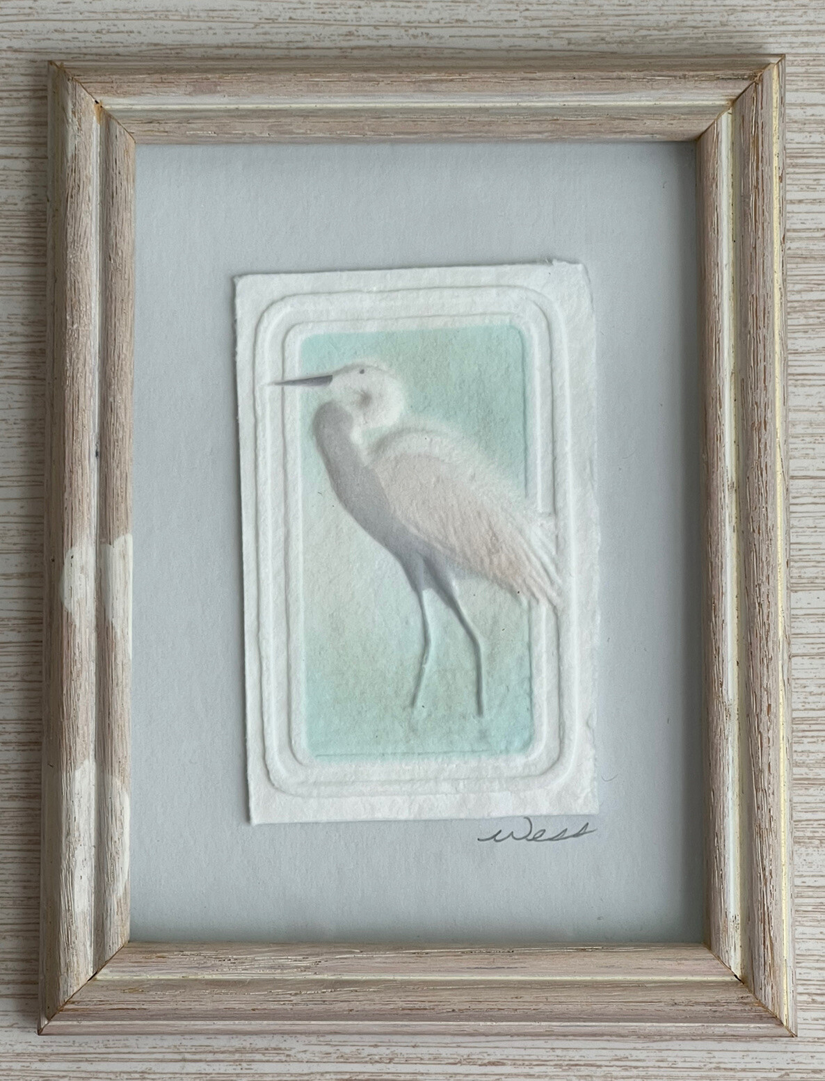 Wall Art Great Blue Heron hand cast paper Figi Graphics signed artwork ...