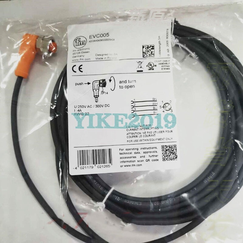FOR IFM sensor connecting wire EVC005 5m | eBay