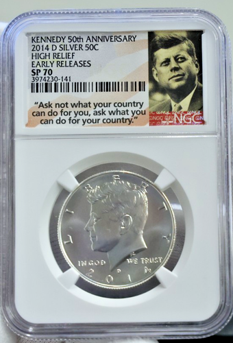 2014 D Kennedy Half 50c Satin Proof NGC SF70 Early Releases Speech ...