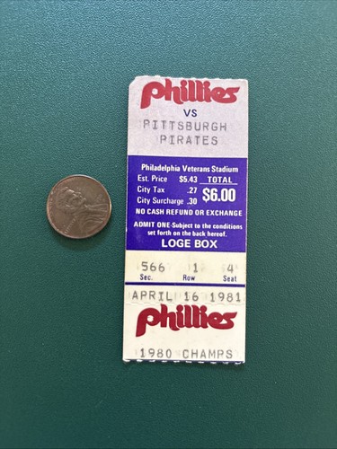 MIKE SCHMIDT 285th HR 1981 Pirates Phillies ticket stub ROSE 3570 hit ...