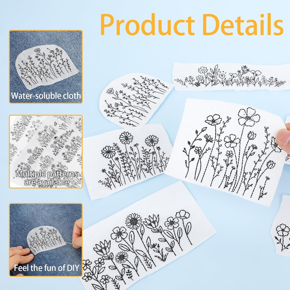 26 Pcs Water Soluble Embroidery Patterns Stabilizers Water Soluble ...