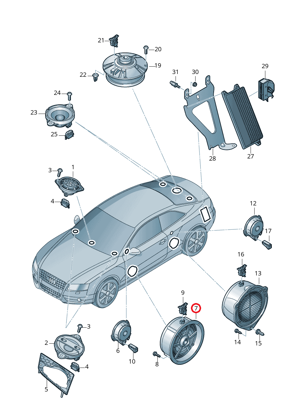 2010 Audi A4 Door Speaker Front Right Side 8T0035415A for sale online ...
