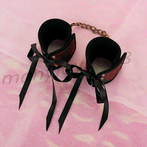 Silky Bed Restraint Handcuffs Ankle Cuffs Neck Collar Leash Eye Patch ...