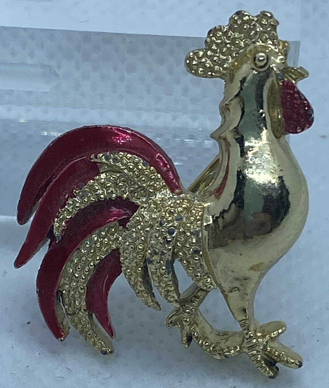 Red Enamel Rooster Vintage Pin Signed Gerry's Brooch … - Gem