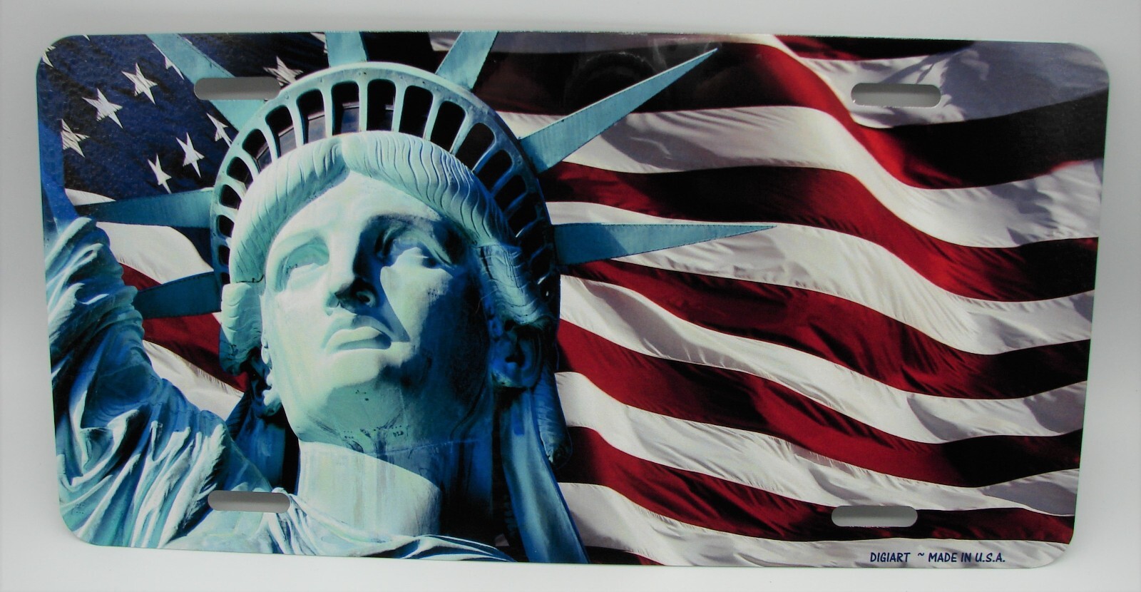 AMERICAN FLAG LADY LIBERTY FREEDOM Metal Novelty Car License Plate Auto ...