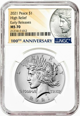 2021 1921 Peace HIGH RELIEF SILVER DOLLAR NGC MS 70 Early RELEASE PRE ...