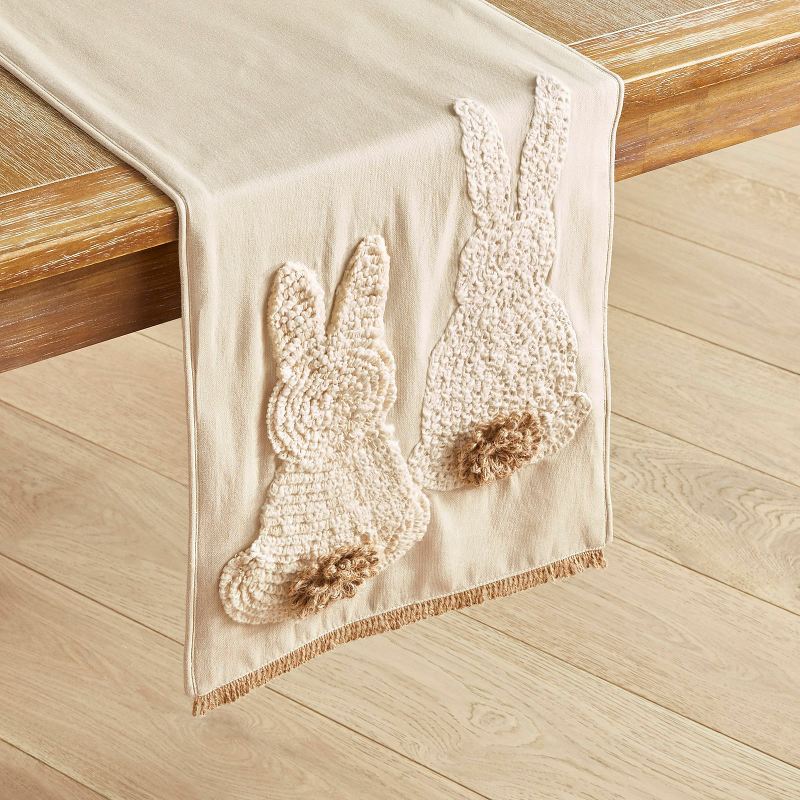 Pier 1 Natural Chambray Easter Bunnies 72” Table Runner | eBay