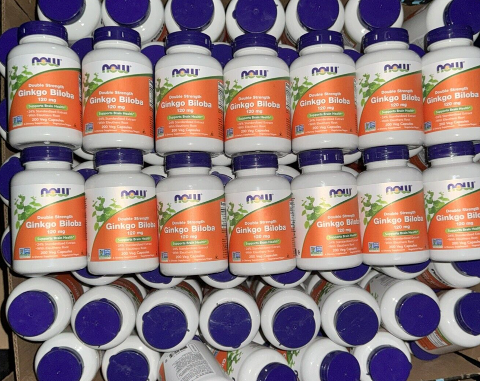 NOW**200 Veg Capsules**GINKGO BILOBA -Double Strength 120 mg (LIMITED ...