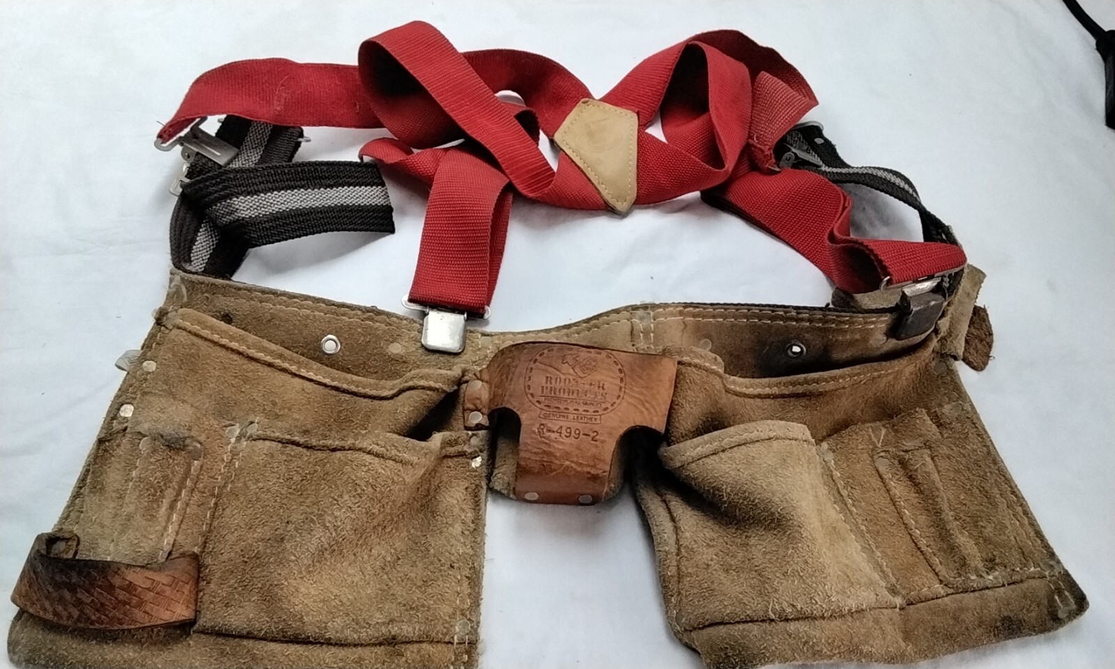Rooster R-499-2 Leather Electrician Double Pouch Tool Belt with ...