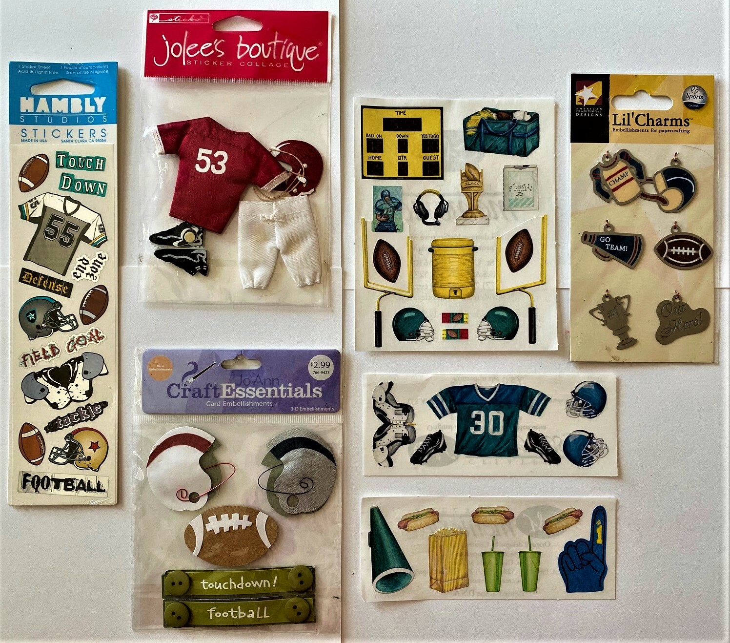 Scrapbooking - FOOTBALL Stickers & Embellishments - 6 Pkgs | eBay