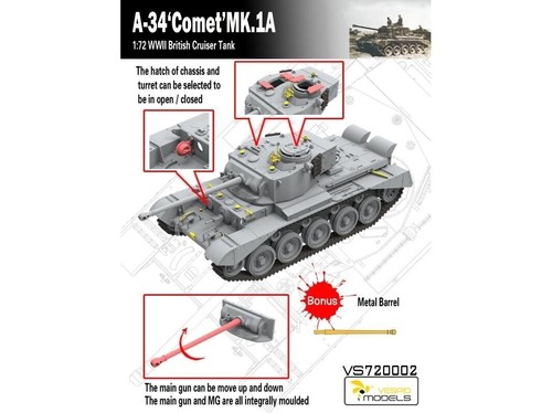 VESPID MODELS - A-34 Comet MK.1A British Cruiser Tank 1/72 720002 | eBay
