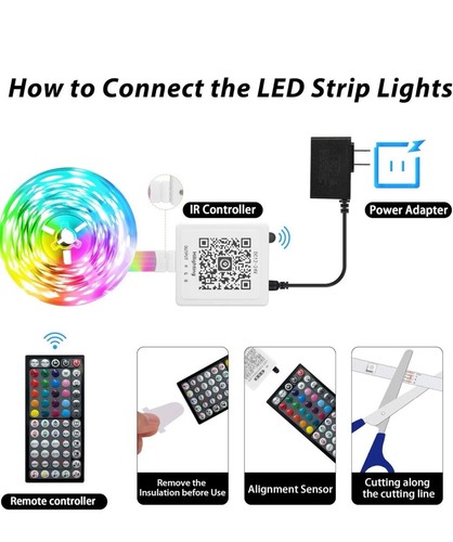50 Ft LED Strip Lights, Smart Light with App Remote Control, RGB LED 1 ...