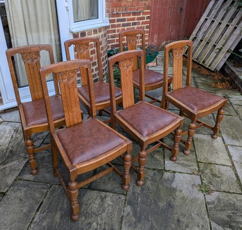 Set Of 6 Solid Oak Dining Chairs, Traditional English Style | eBay UK