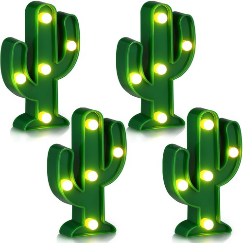 4 Pieces LED Cactus Light up Mexican Party Decorations Cactus Fiesta ...