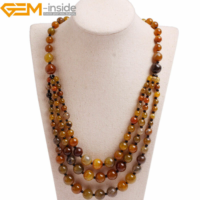8-12mm Gemstones Beads Jewelry Beaded Princess Charm Necklace Women ...