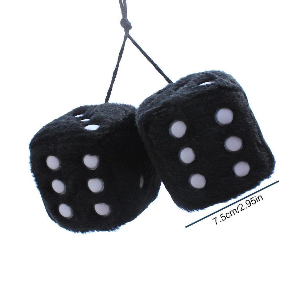 Fuzzy Dices Nostalgic Retro Square Soft Dice With White Dots Fuzzy Dice ...
