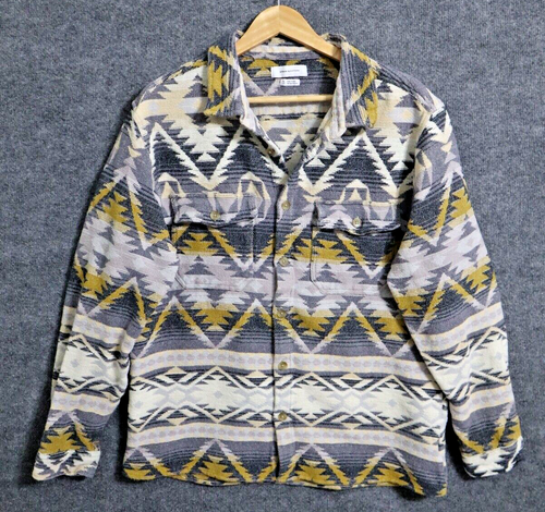 Urban Outfitters Shirt Men XL Blue Jacquard Flannel Aztec Southwestern ...
