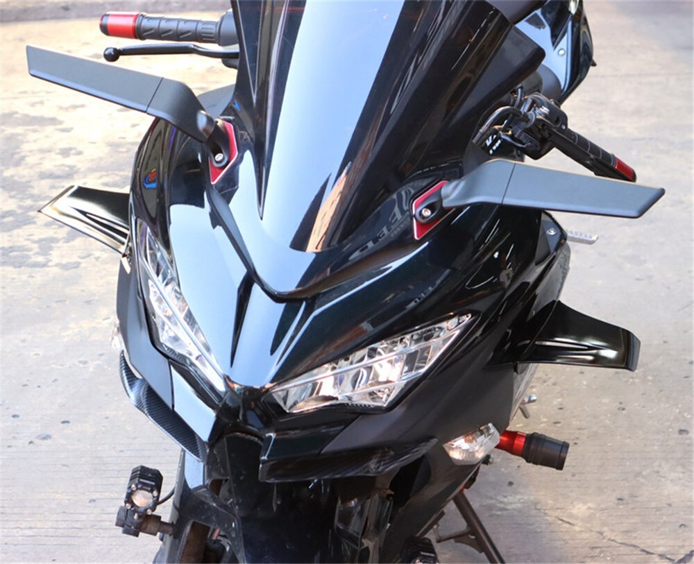 Motorcycle Winglets Air Deflector Wing Kit Spoiler 1Pair Glossy Black ...