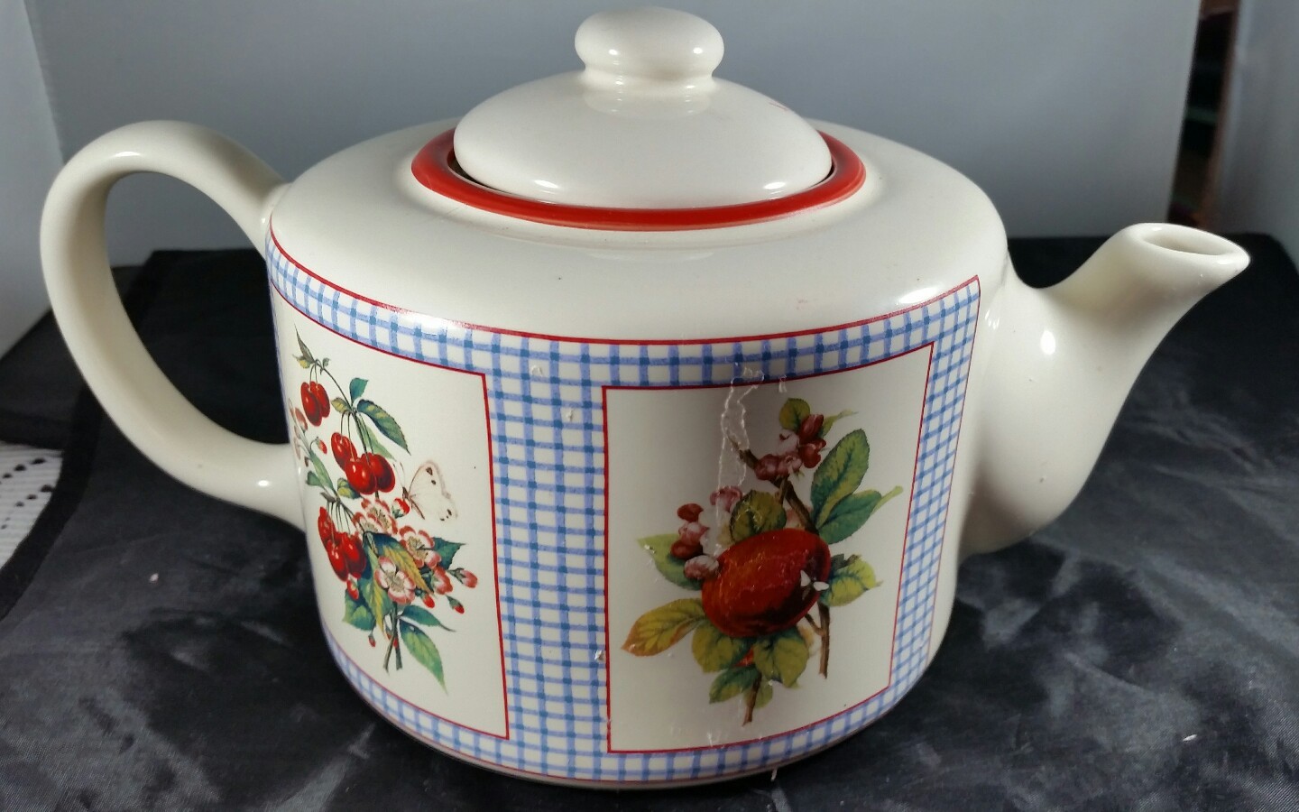 Hawthorne Manor Hallmark Design Collection Ceramic Teapot Fruit Pattern ...