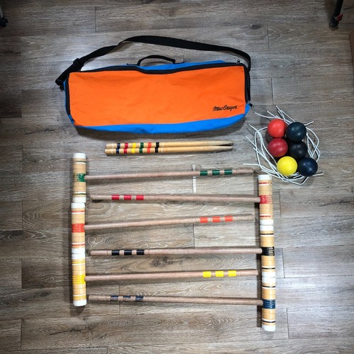 MacGregor Wooden Croquet Set With 7 Wire Wickets Carrying Case Vintage ...