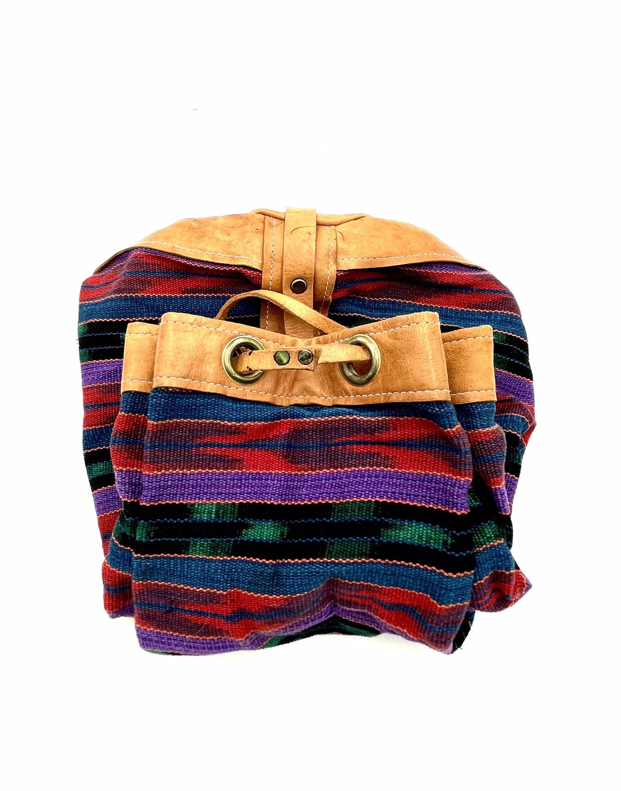 Bohemian Woven Leather Backpack Drawstring Bucket Bag… - Gem