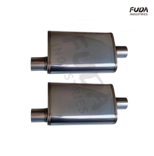 A Pair Of 3.0" Offset In/3.0" Center Out Universal Oval Muffler Exhaust ...