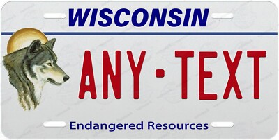WISCONSIN Wolf License Plate Personalized w/ Any Text for Auto ATV ...