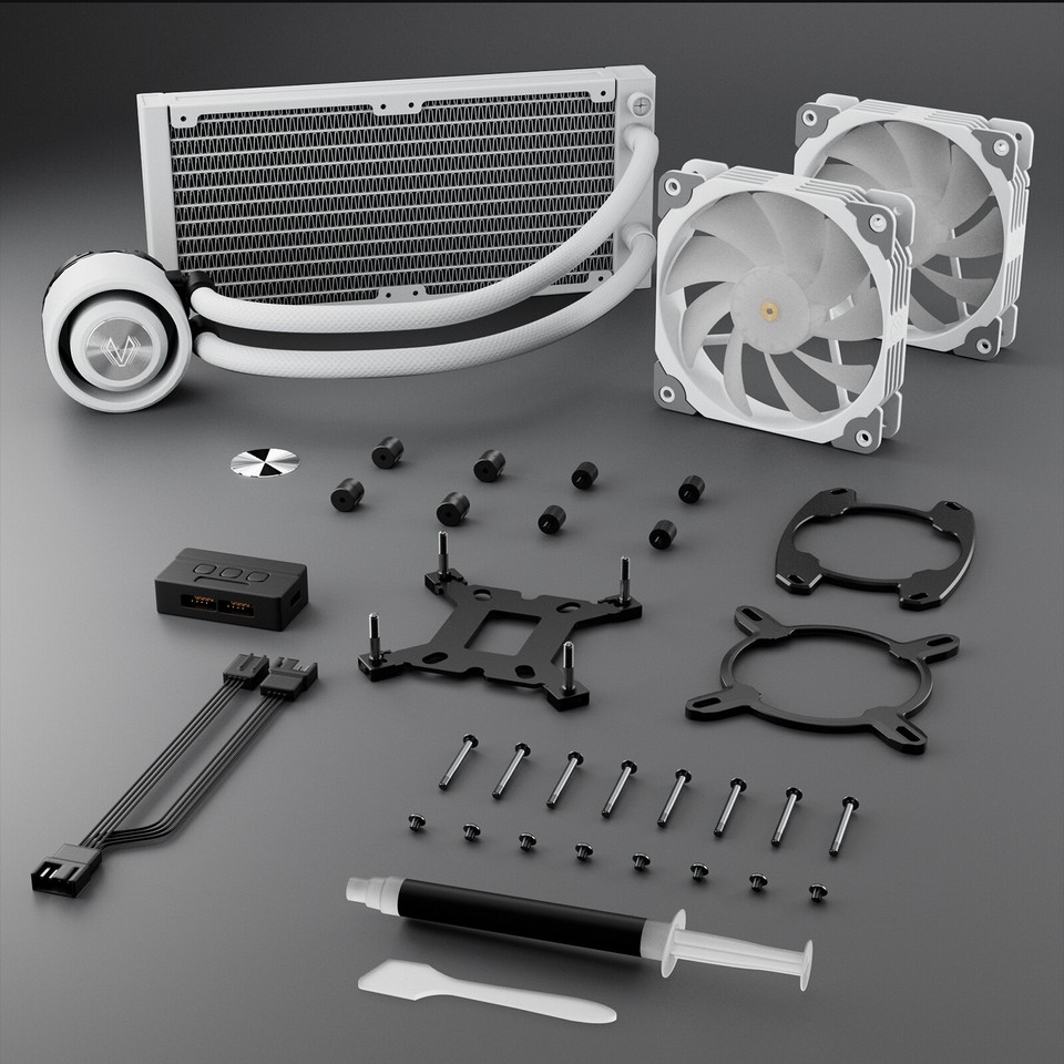 Vetroo R240 White Liquid CPU Cooler 240mm ARGB & PWM Fans for LGA 185 ...