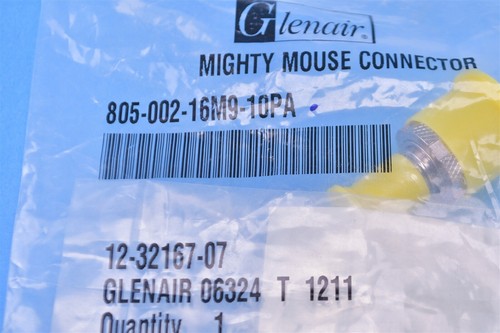 Glenair Circular MIL Spec Mouse Connector 10 Position Male 805-002-16M9 ...