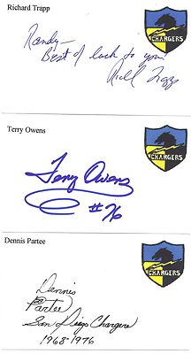 1969 Richard Trapp San Diego Chargers Football Signed Index Card ...