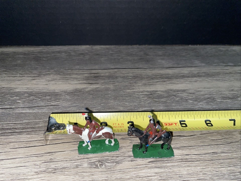 2- Vintage Die Cast Metal Lead Native American on Horse Horseback Made ...