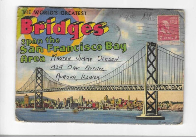 VINTAGE-POSTCARD FOLDER-BRIDGES SPAN THE SAN FRANCISCO BAY AREA ...