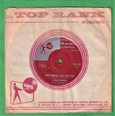 Freddie Cannon orig. "Top Rank" 45rpm single-Chattanooga Shoe Shine Boy ...