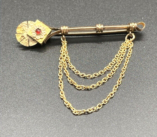 Antique Halley's Comet Gold Filled Long Brooch Garnet… - Gem