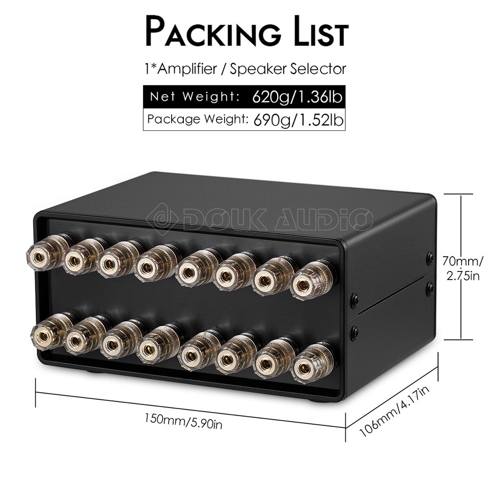 Passive 2-IN-2-OUT Power Amplifier / Speaker Switch Box A/B Selector ...
