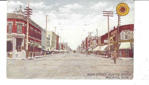 POSTCARD STREET SCENE MAIN STREET LOOKING NORTH WICHITA KANSAS | eBay