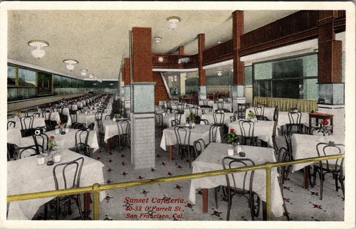 Sunset Cafeteria Interior Restaurant San Francisco CA c1920s WB postcard JM3 | eBay