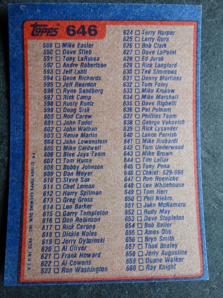 1984 Topps Baseball Cards Complete Your Set U You Pick From List 601 ...