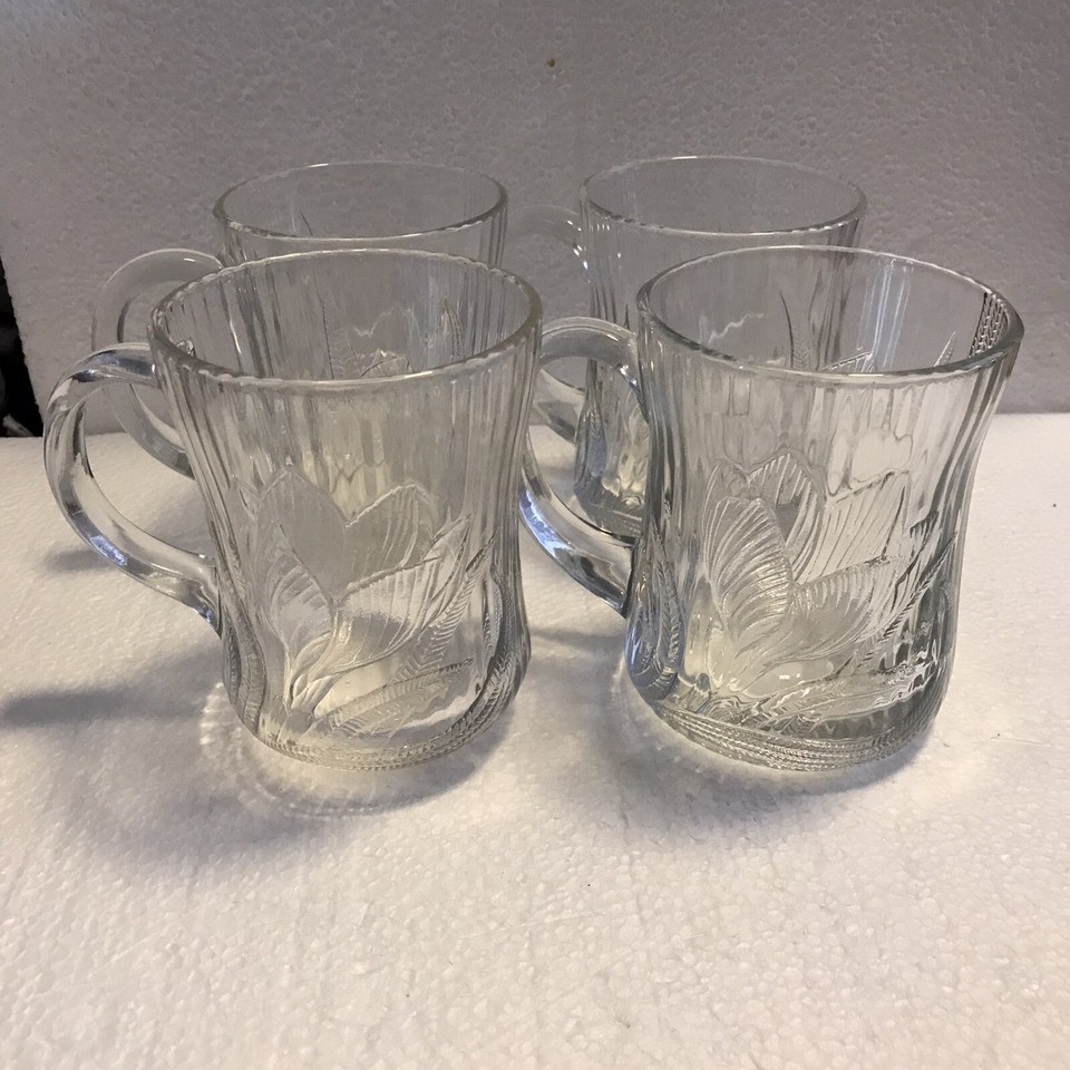 Set Of 4 Canterbury Crocus Glass Coffee Mug Arcroroc Cups 3D France ...