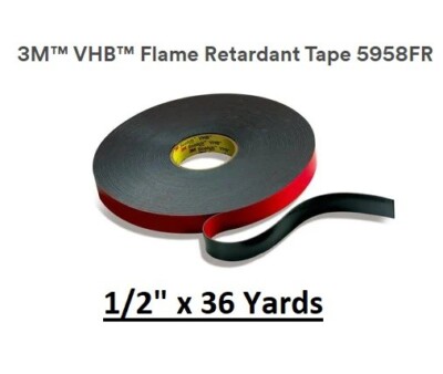 1 ROLL - 3M™ VHB™ Flame Retardant Tape 5958FR, 1/2 in x 36 yd, BLACK ...