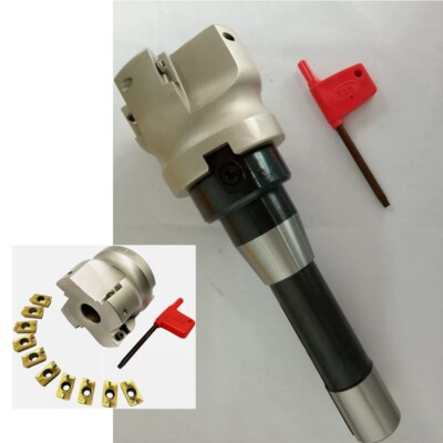 10Pc APMT1604 Carbide Insert Face End Mill Shell Cutter R8 FMB22 Arbor ...