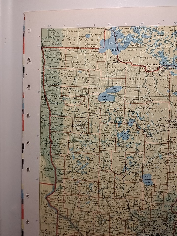 Vintage MINNESOTA Atlas Map from a 1967 Mid-Century Modern World Book ...