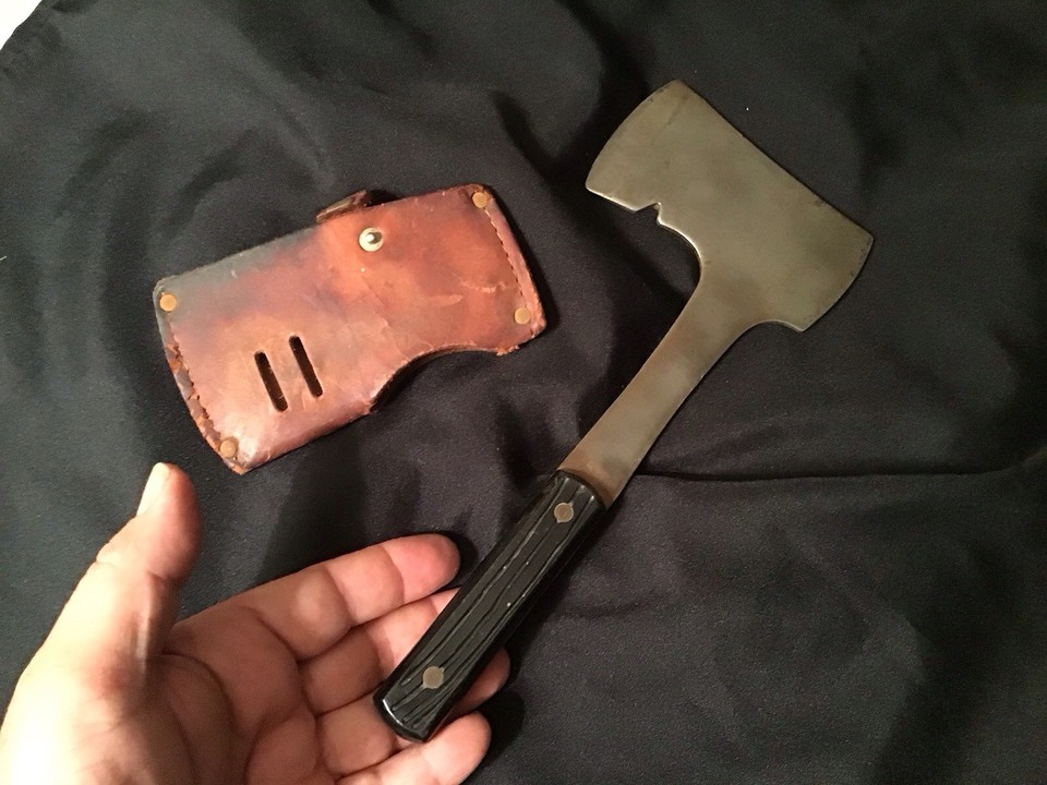 Vintage Imperial Colonial Utica Camp Hatchet Axe W/ Original Sheath ...