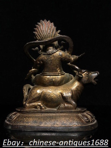 Old China Pure Copper Feng Shui Red Mammon Money Wealth God Ride Beast ...