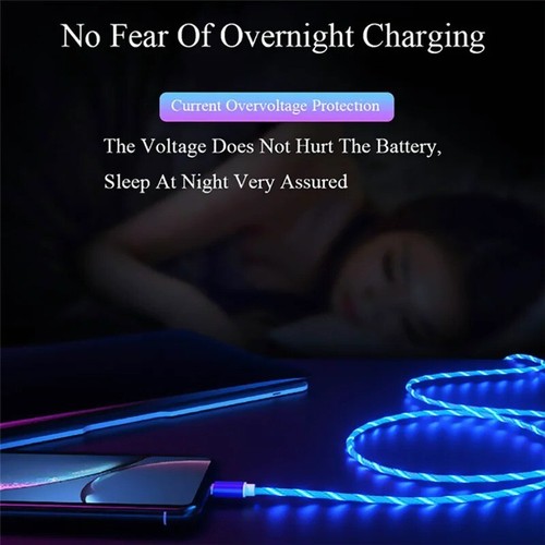 Glowing LED 3 IN 1 Cable For Samsung Xiaomi iPhone Flowing Streamer ...