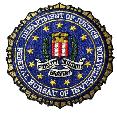 FEDERAL BUREAU of INVESTIGATION SEAL & DOJ PATCH W/ GOLD COLOR TRIM ...