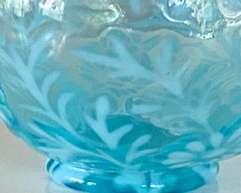 Fenton Glass Blue Opalescent Daisy and Fern Rose Bowl | eBay