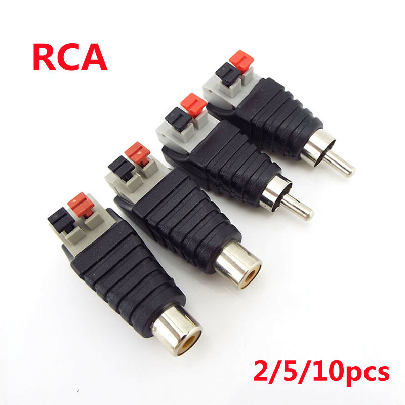 RCA male /RCA female to Speaker Wire AV Cable Audio Connector Adapter ...