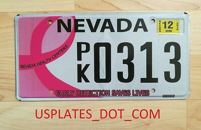 REAL NEVADA STATE LICENSE PLATE HEALTH CENTERS AUTO CAR TAG PINK RIBBON ...